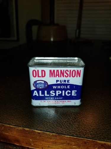 VINTAGE "OLD MANSION" ALLSPICE SPICE TIN * ADVERTISING * NOS Richmond ...