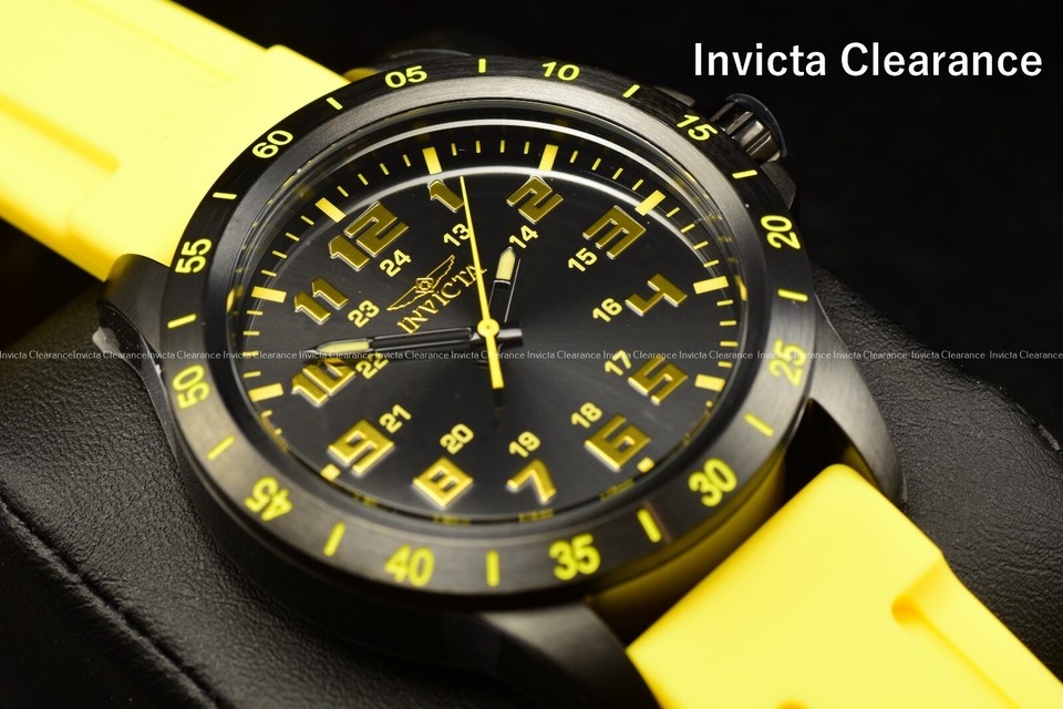 NEW Invicta Mens 45mm Pro Diver Black Dial YELLOW Band 100M Quartz ...