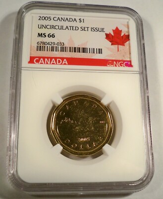 2005 CANADA LOON DOLLAR NGC MS66 UNCIRCULATED MINT SET ISSUE MS 66 $1 ...