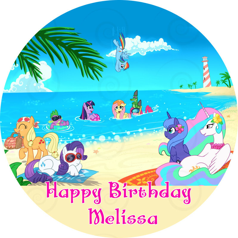 MY LITTLE PONY beach Edible Cake topper image Party Decoration | eBay