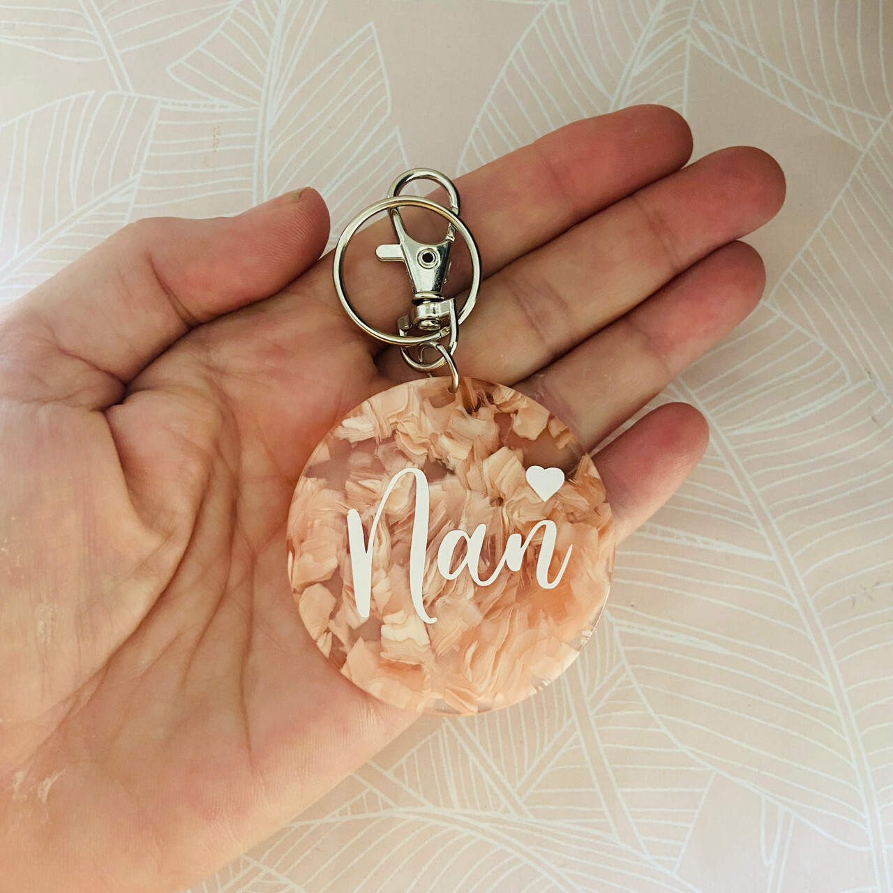 Keyring/Bagtag - Lasercut Acrylic - Mothers Day - Peach/Pink - Mum Nan ...