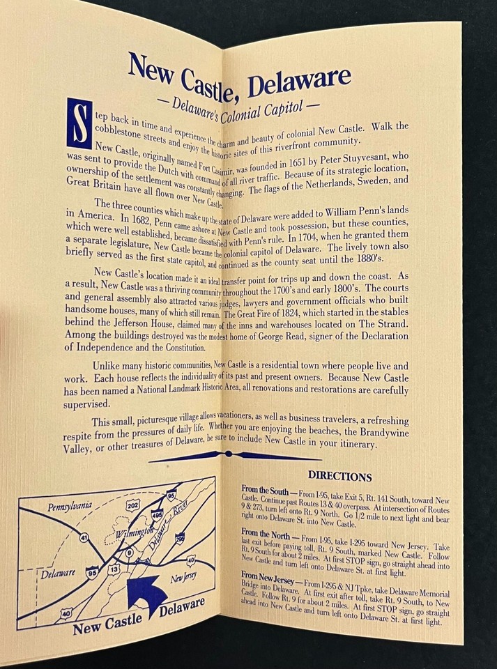 1990s New Castle Delaware DE Visitors Bureau Vintage Travel Tours ...