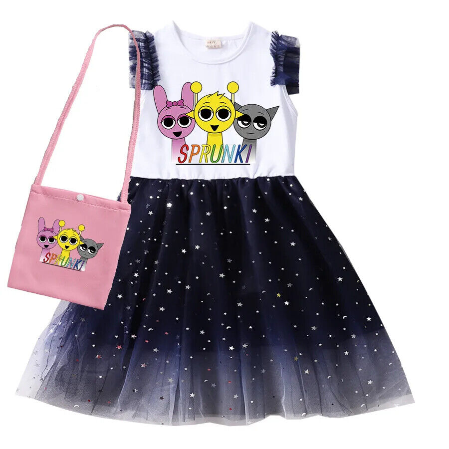 Sprunki- Cartoon Clothes Kids Short Sleeve Dress Baby Girls Incredibox ...