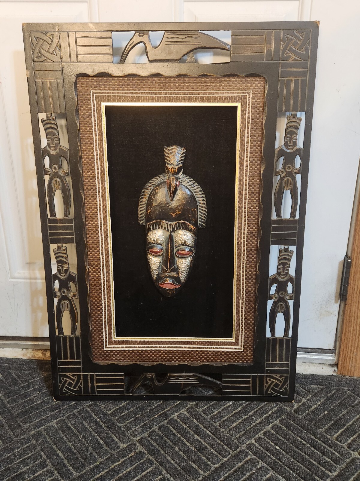 Vintage AFRICAN Picture Frame Mask Framed African Tribal 3D Wall Art ...
