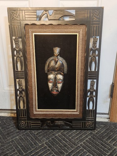 Vintage AFRICAN Picture Frame Mask Framed African Tribal 3D Wall Art ...