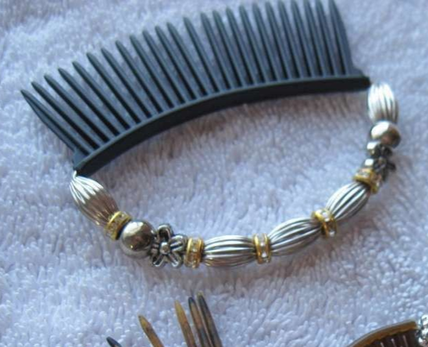 ONE Scunci Bendini Clip Slide & Snap Bend Beaded Fancy Conair Hair Comb ...