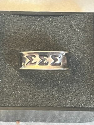Sigma Sigma Sigma Sterling Silver SQUARE Ring size 8, LICENSED RETIRED ...