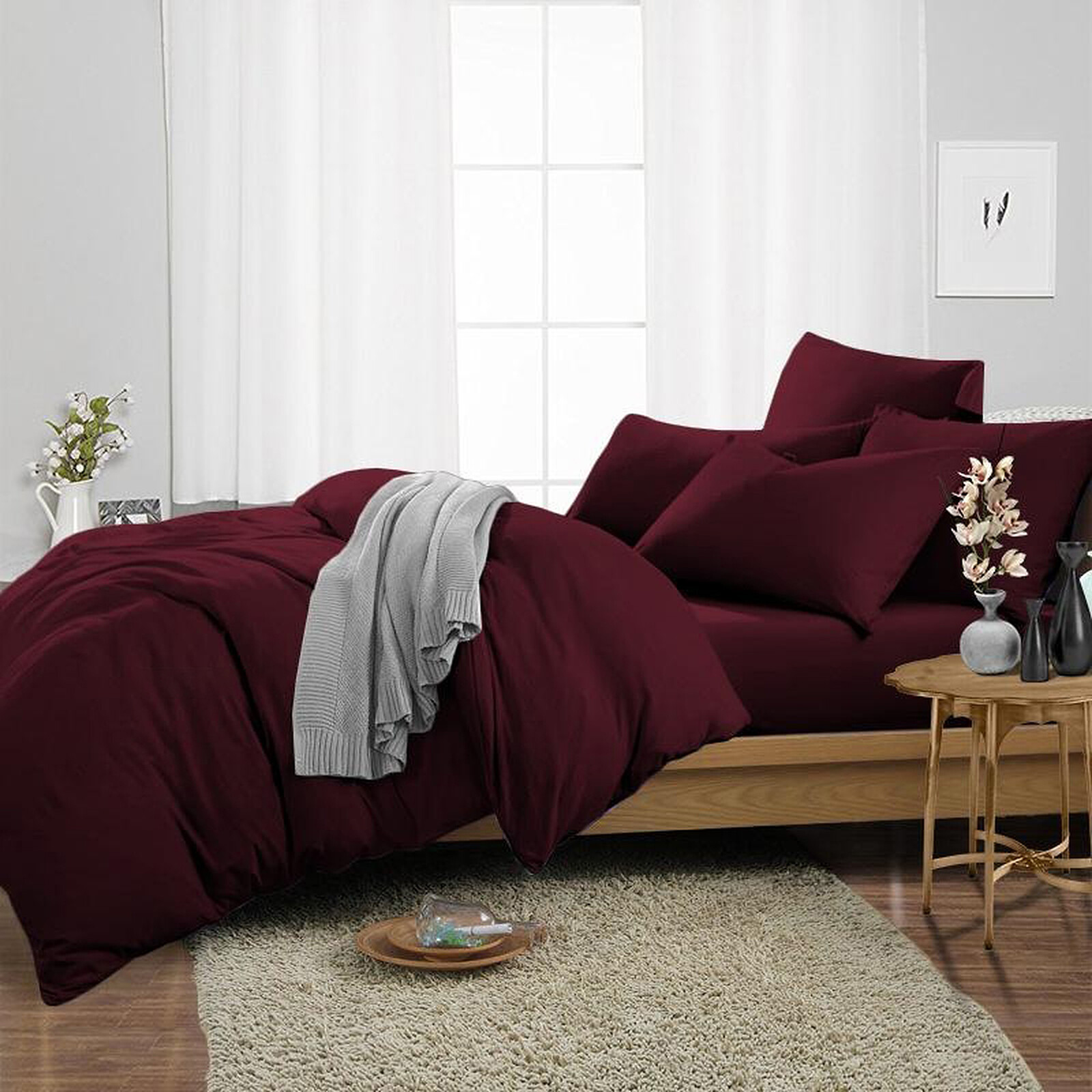Coziest Duvet Collection Egyptian Cotton Select TC & Item Wine Solid | eBay