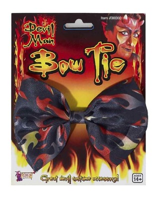 Devil Man Bow Tie Satan Flame Black Red Fancy Dress Halloween Costume ...