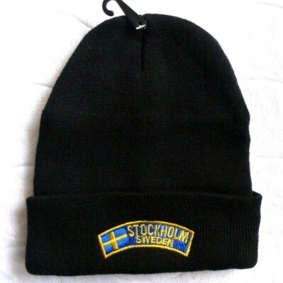 STOCKHOLM Sweden UNISEX Black BEANIE Hat Toque OSFA ADULT Sverige SWE1 ...
