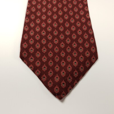 Coach Tie Vrg Designer Necktie Red Multicolor Geometric 100% Silk Made ...