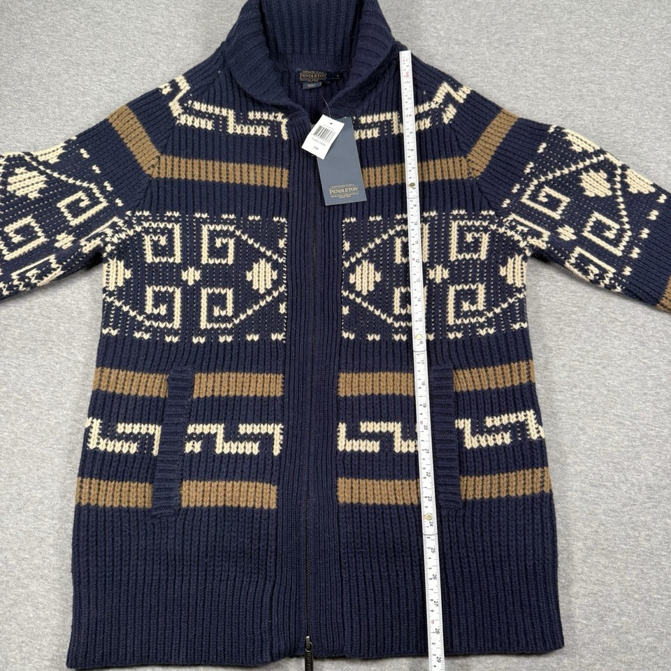 PENDLETON Westerly Cowichan shawl collar zip cardigan sweater SMALL big ...