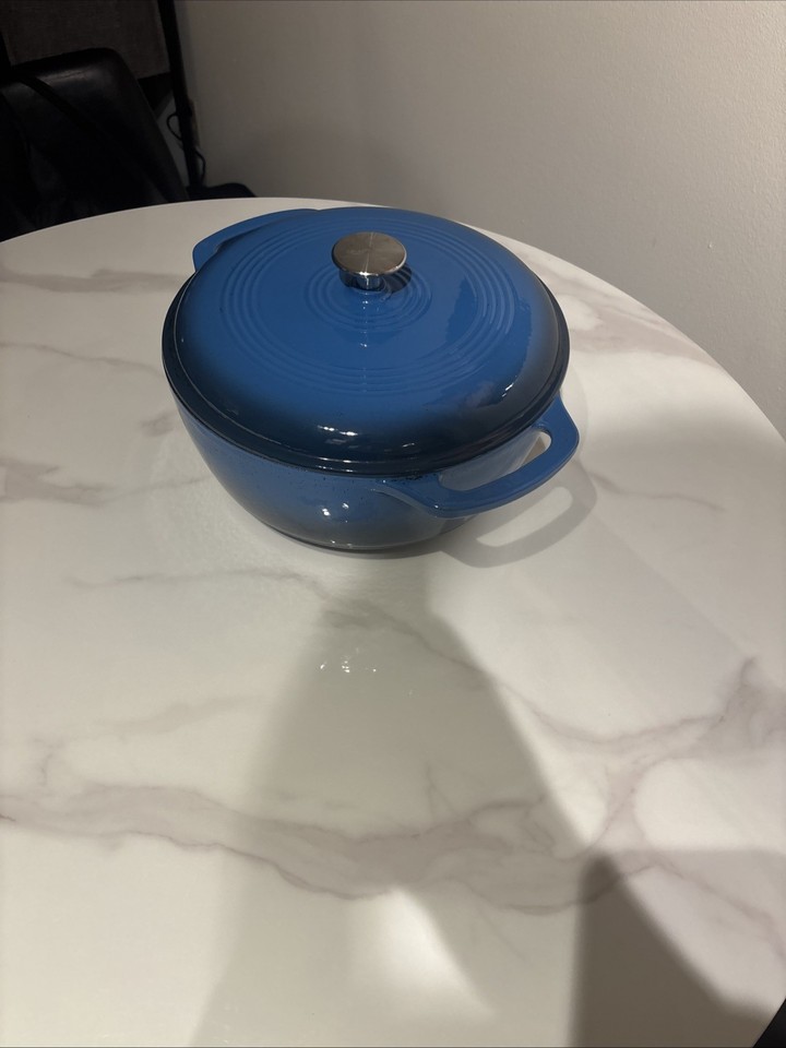 Amazon Basics 6 Qt. Cast Iron Round Dutch Enameled Oven Pot - Blue | eBay