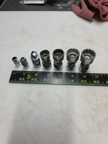 proto tools Swivel Socket Set 9/16 5/8 11/16 3/4 1/4 + Swivel + 1/4-3/8 ...