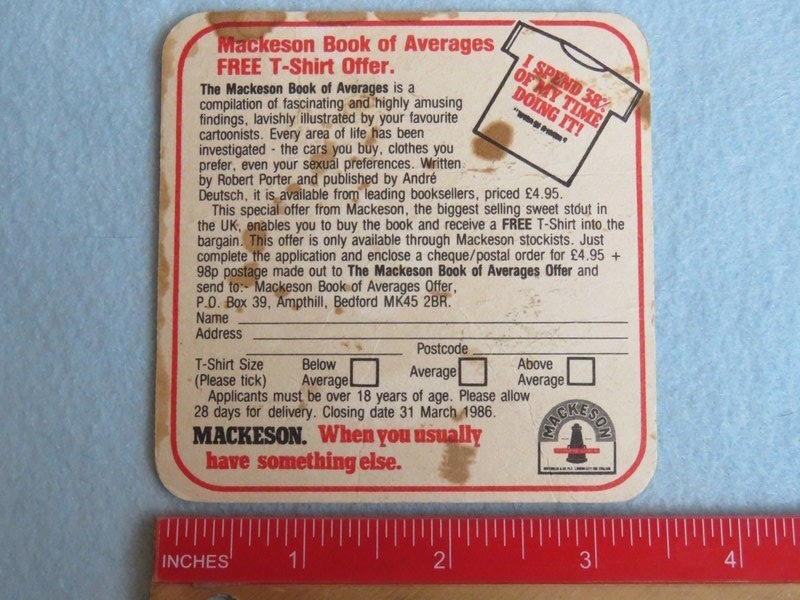Beer COASTER ~ MACKESON Stout book of Averages ~ Should Be Reading ...