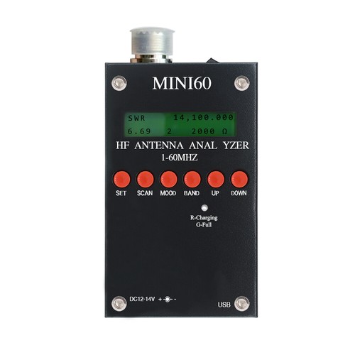 SARK100 Mini60 HF SWR Antenna Analyzer Meter 1-60Mhz Ham Radio Mini-B ...