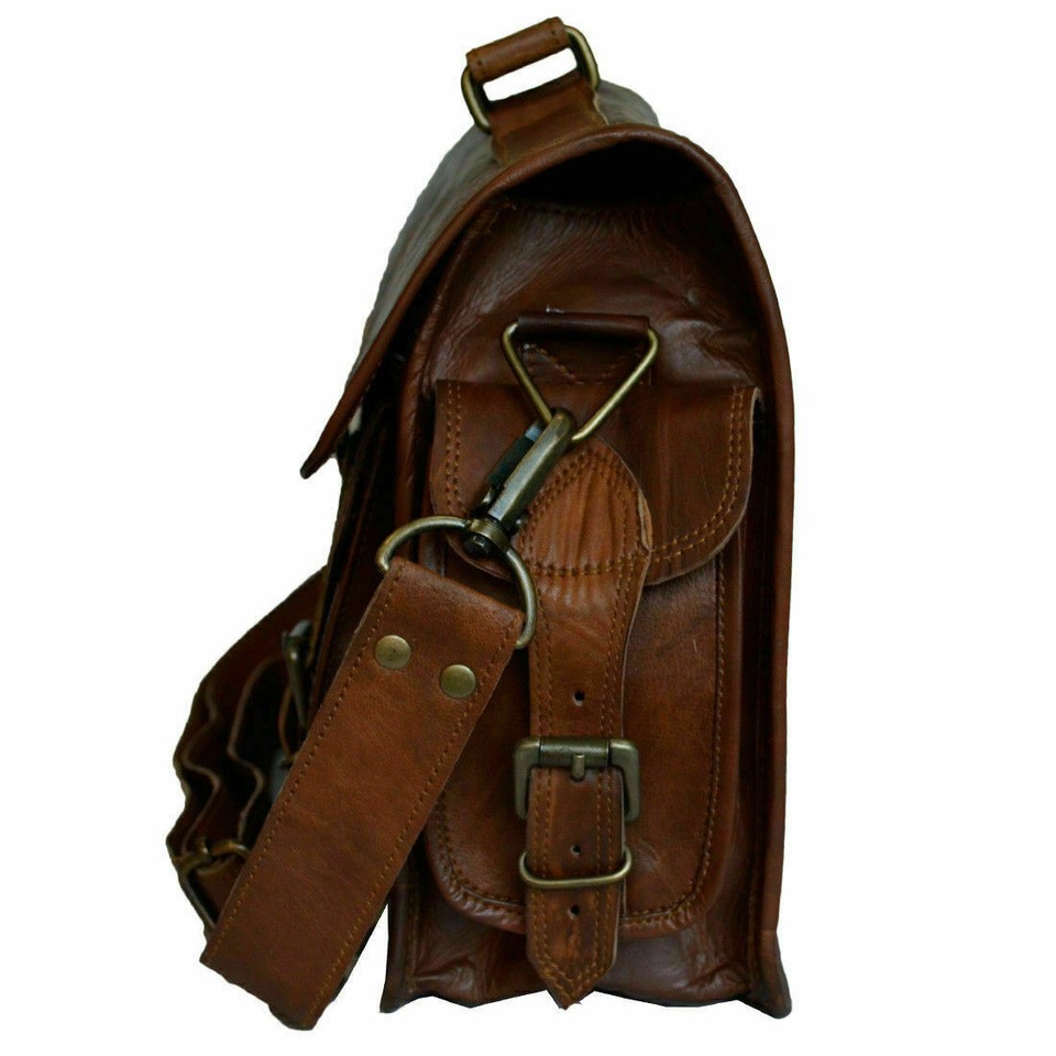 Bag Leather Laptop Genuine Messenger Vintage Satchel Briefcase Shoulder ...