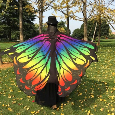 Women Men Light Halloween Rainbow Butterfly Wings Cape Cloak Scarf ...