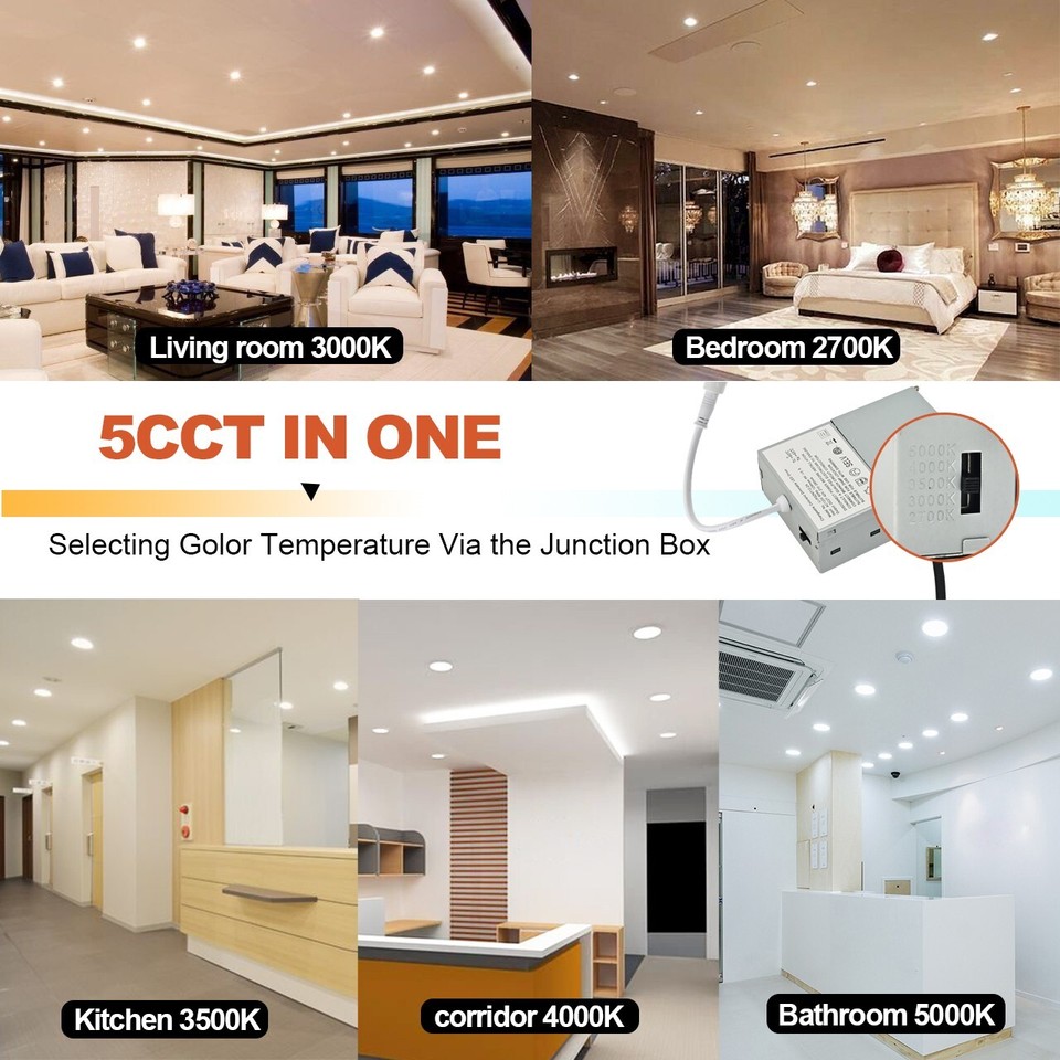 12 Pack 4 Inch 10W 5CCT LED Ceiling Lights Downlights Dimmable with ...