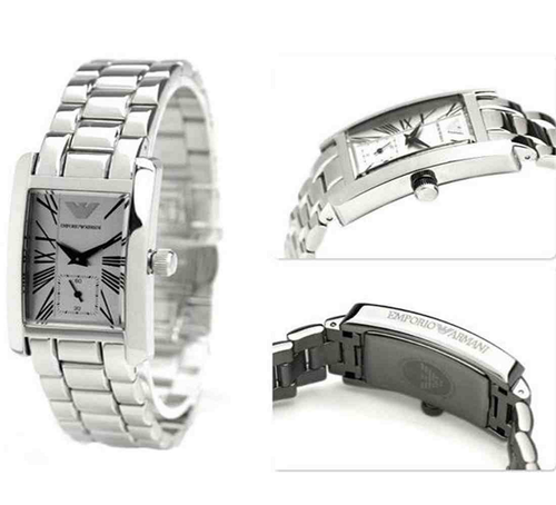 NEW GENUINE EMPORIO ARMANI WOMEN'S WATCH CLASSIC SILVER TONE & WHITE ...
