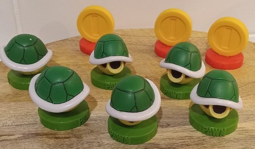 Super Mario Brothers Chess Pieces 6 Koopa Shells 3 Gold Coins Set Of 9 ...