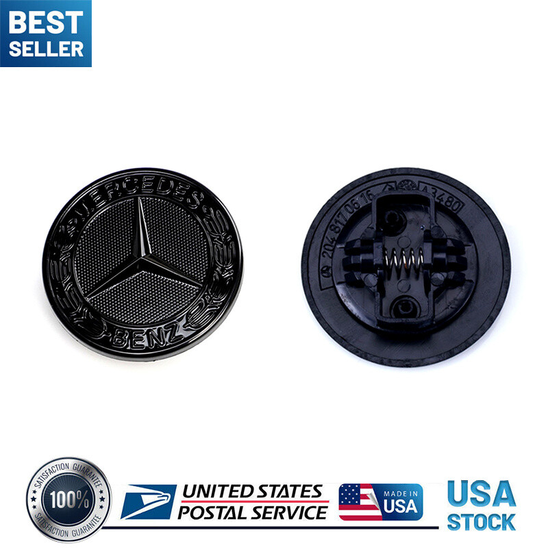 Gloss Black Flat Front Hood Emblem Badge For Mercedes Benz C43 C63 C300 ...