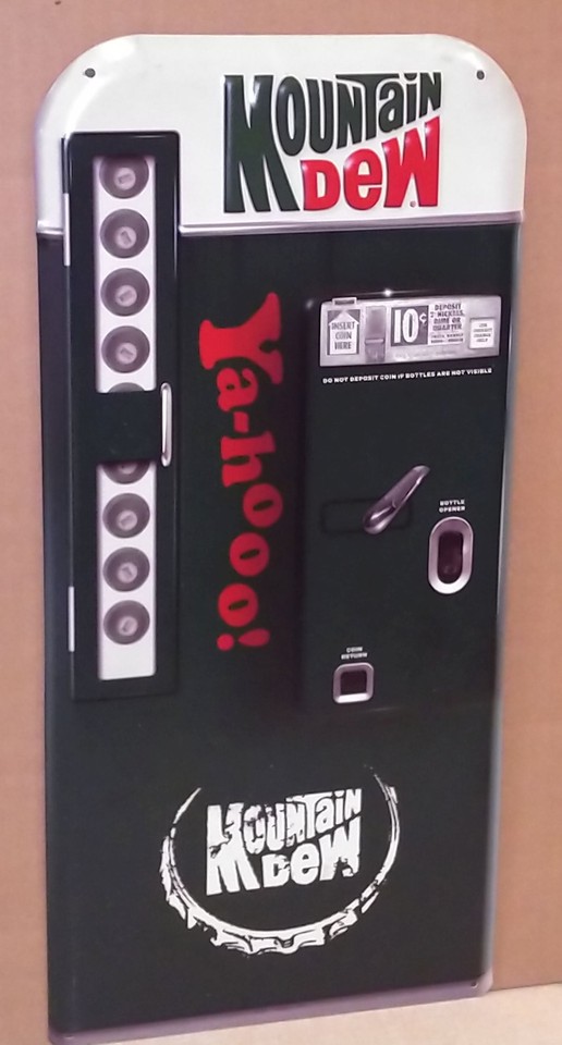 Mountain Dew Drink Vending Machine Die Cut Embossed Metal Sign Mancave ...