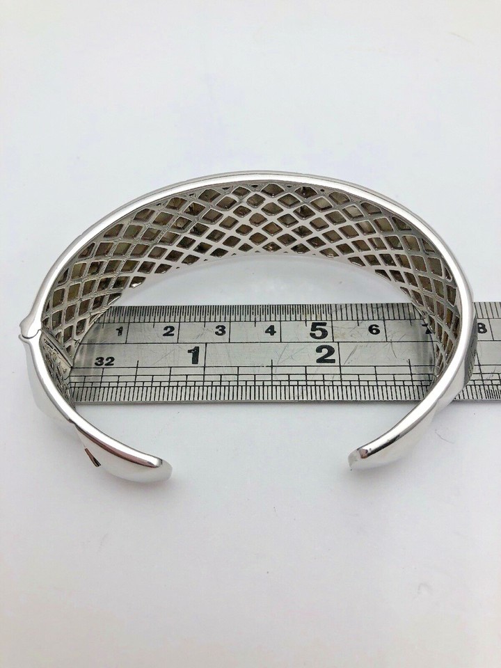 Sterling Silver .925 "ELLE"1.85" x 2.65" Polished Cuff Bracelet with ...