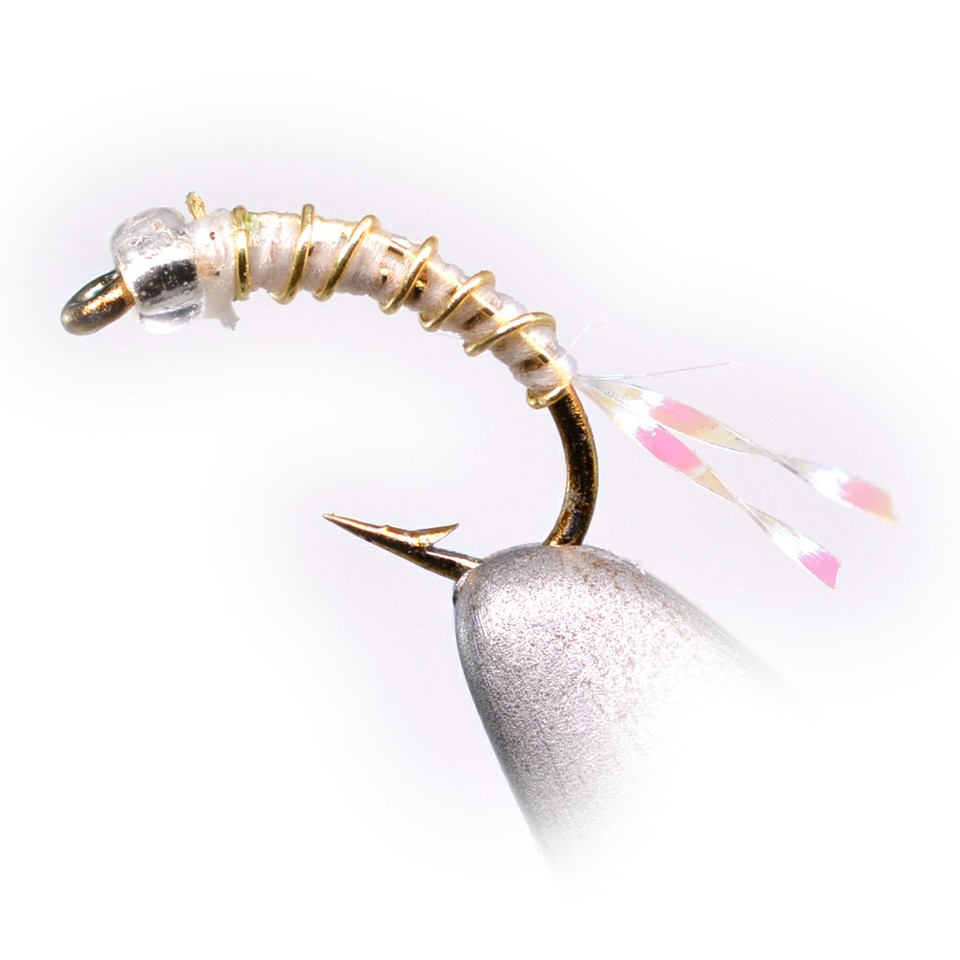 Glass Bead Zebra White Nymph Midge Fly Mustad Signature Hooks - 12 ...