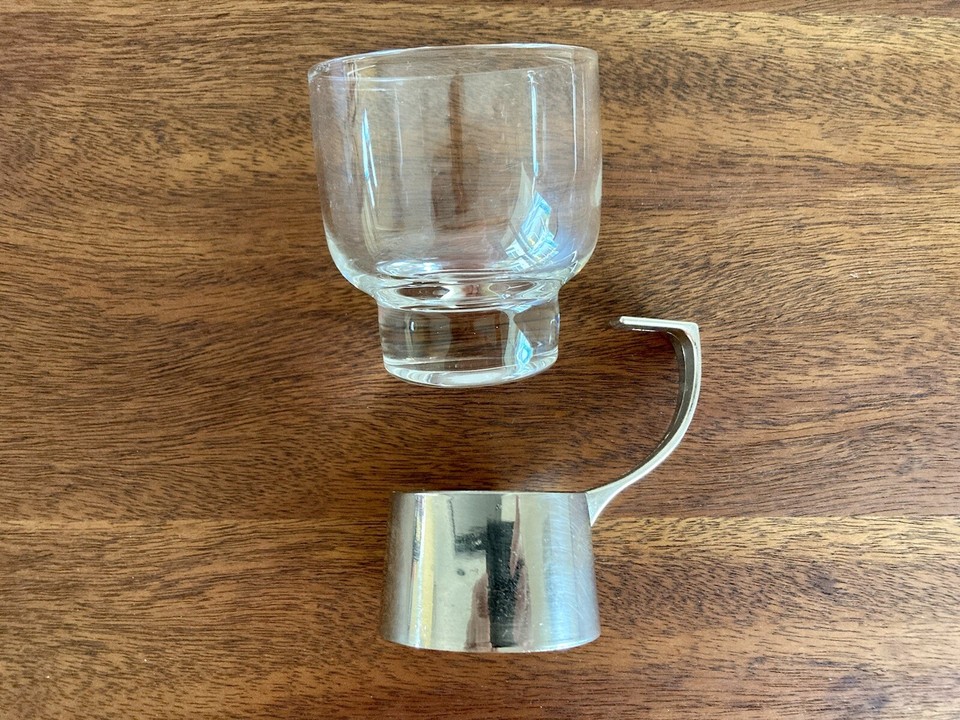 3 VTG Retro MCM Melco Coffee Tea Cocktail Zarf Glass Mug Cast Metal ...