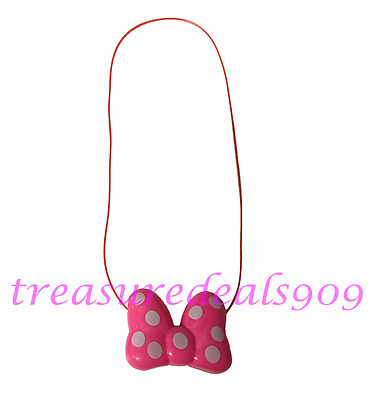 Minnie Mouse LED Light Up Pink Bow Necklace Party Flashing Blinking ...