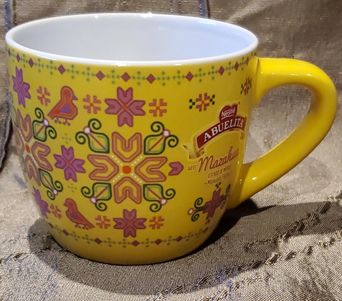 Nestle ABUELITA Yellow Ceramic Cup Mug Arte Managua Manuela Flores EUC ...