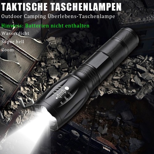 Tactical Flashlight Super Bright Torch Lamp Adjustable Zoom Military ...