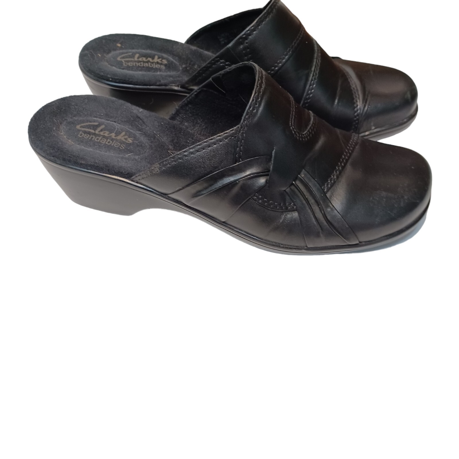 Clarks Artisan Women’s Black Leather Slip On Mules Shoes Size 9 | eBay