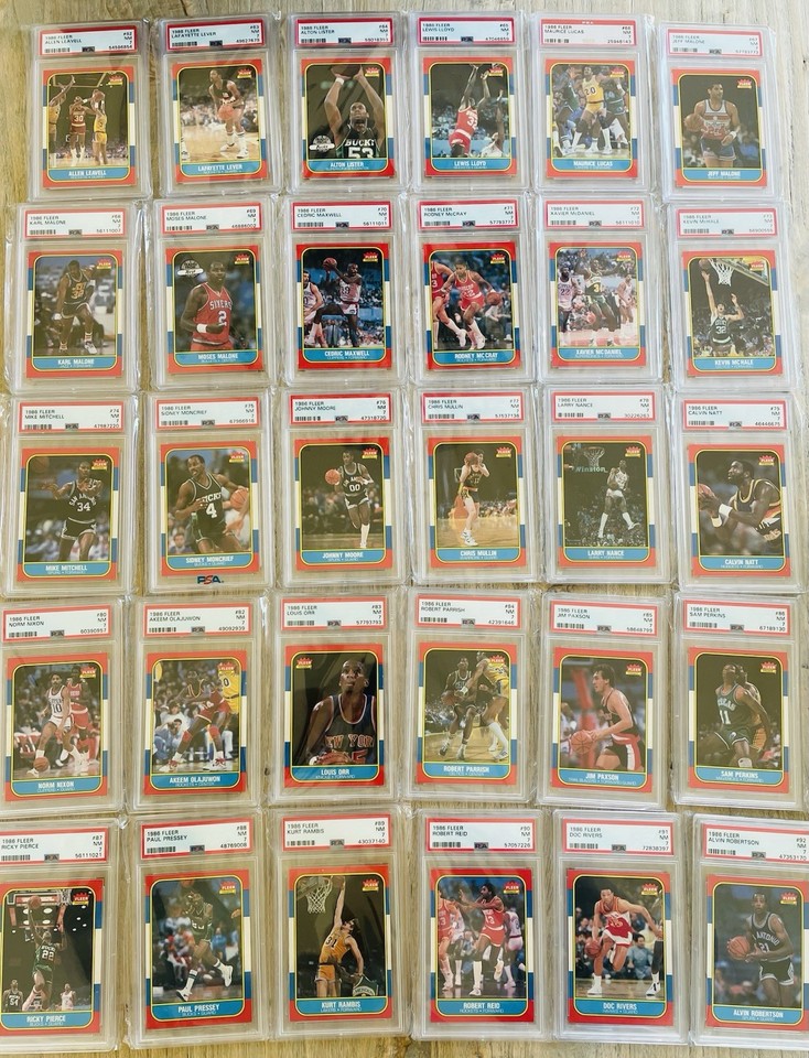 BEAUTIFUL!! ALL PSA 7 1986-87 Fleer Basketball 131/132 (no #57) 95% ...