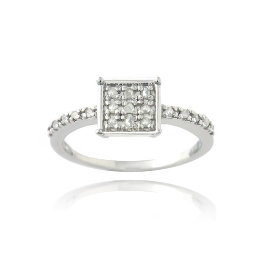 925 Silver 1/5ct Square Diamond Promise Ring | eBay