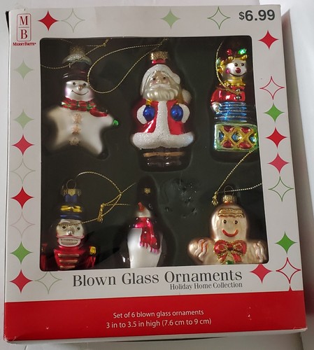Merry Brite Vintage 2003 CVS Blown Glass Ornaments Christmas - Set of 6 ...