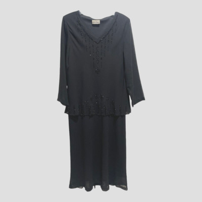 Ultra Dress New York Black Beaded Evening Gown Size Large | eBay