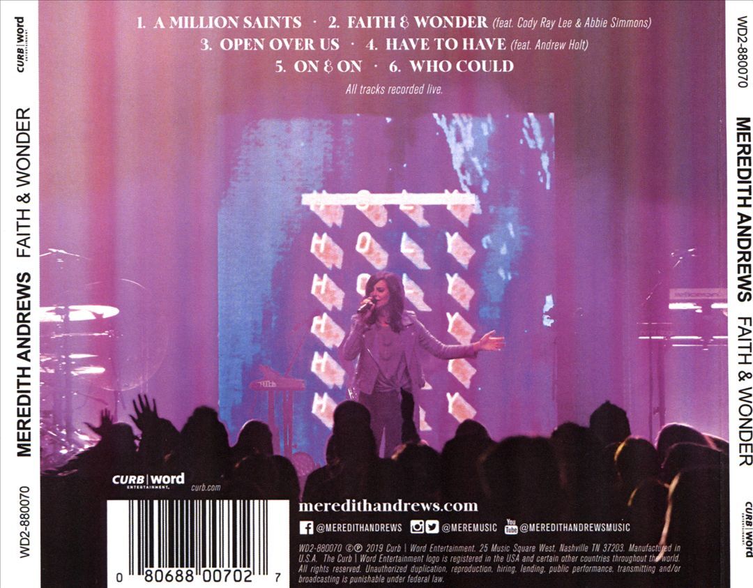 MEREDITH ANDREWS - FAITH & WONDER (LIVE) NEW CD 80688007027| eBay