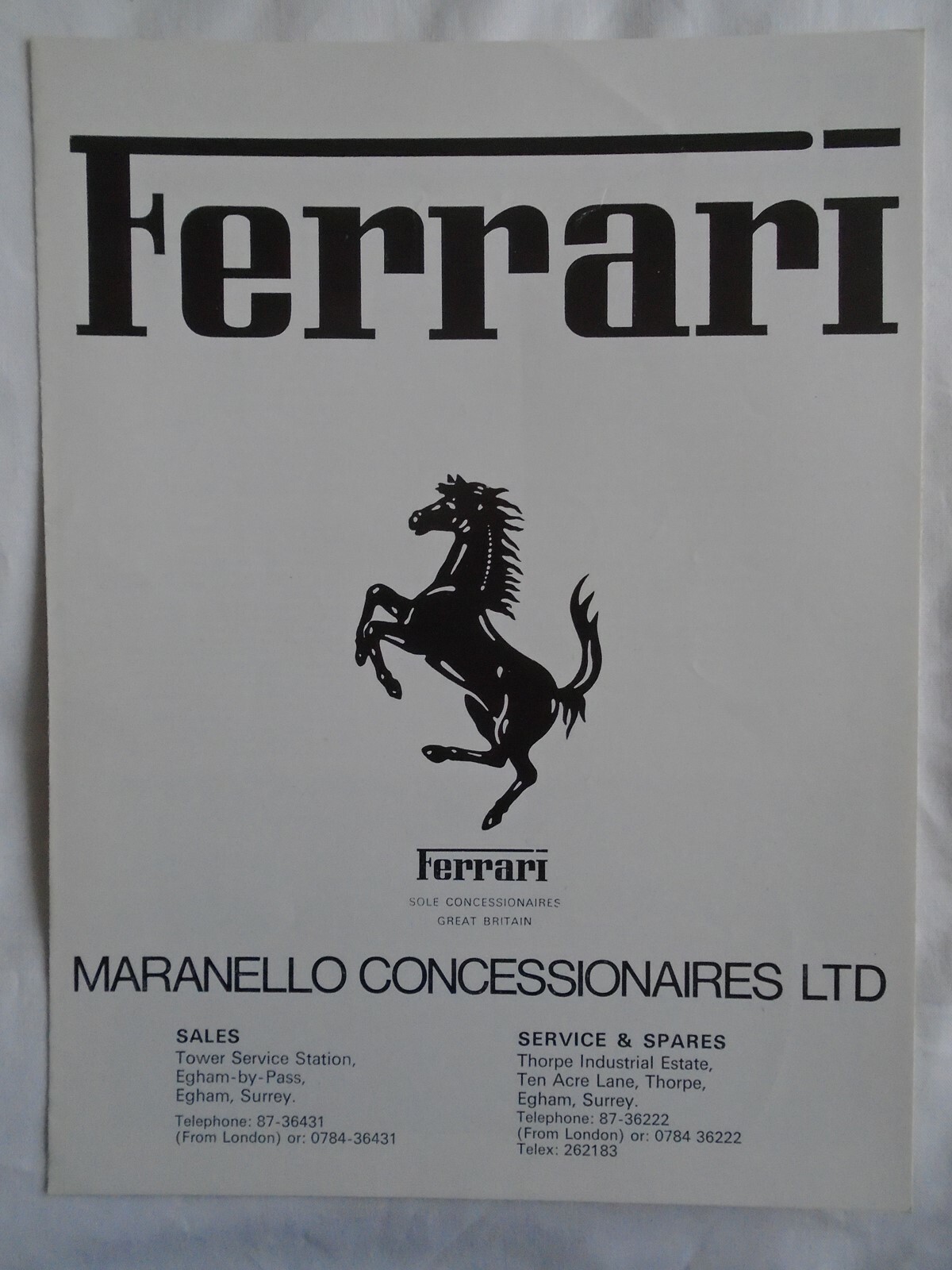 Ferrari Maranello Concessionaires brochure Nov 1980 308 GTB, BB512.400 ...