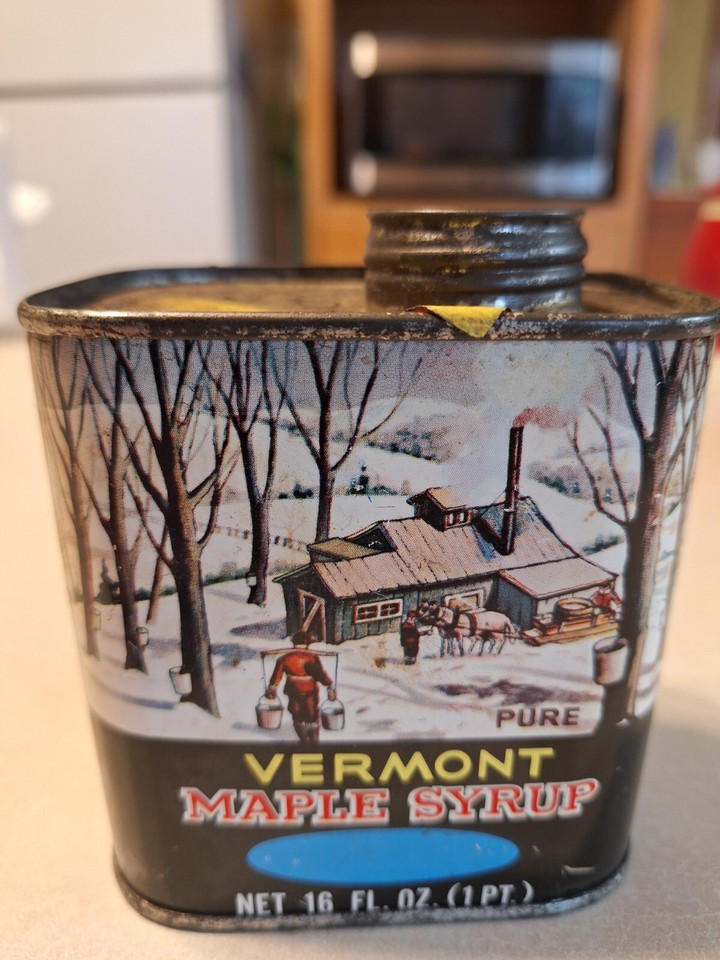 Vintage Pure Vermont Maple Syrup Advertising Can 16 ounce Made in the ...