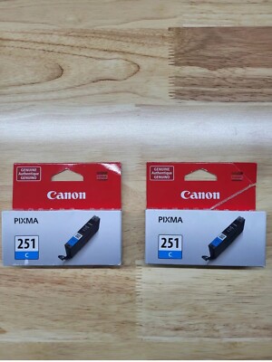 Lot Of 2 Genuine Canon PIXMA 251 Cyan / blue Ink Cartridge | eBay