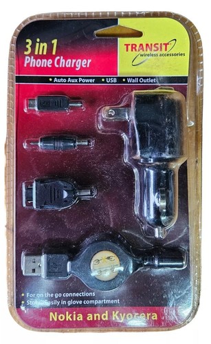 Transit 3 In 1 For Old Nokia & Kyocera Powerport USB Phone Car Wall ...