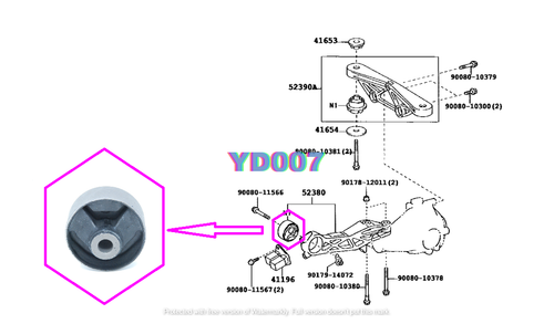 52380-58010 Arm Differential Mount Bushing Fits 2003 Sienna Toyota 4WD ...