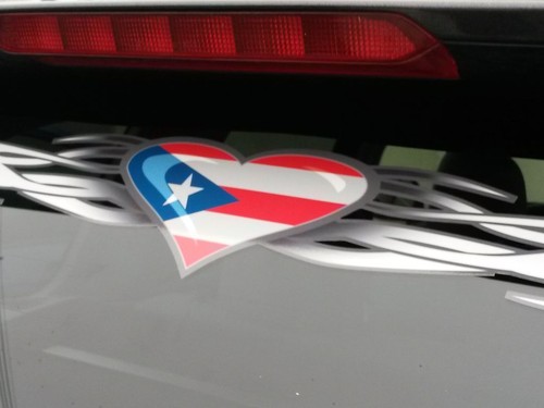 Puerto Rico Flag - Tribal Heart windshield decal sticker for window ...