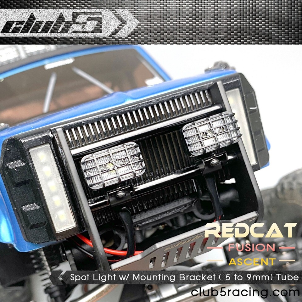 Dual Spot Lights w/ LED for Club 5 Steel Front Bumper / Redcat Ascent ...