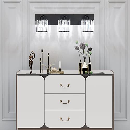 Aipsun Black Vanity Light Bathroom Lighting Fixtures 3-Light Black ...