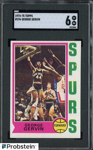 1974-75 Topps Basketball #196 George Gervin Spurs RC Rookie HOF SGC 6 ...