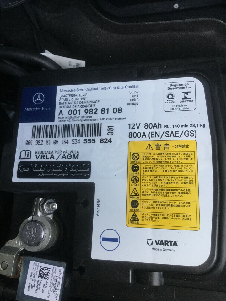 A0019828108 Original Mercedes-Benz car battery 12V - 80 AH Terminal ...