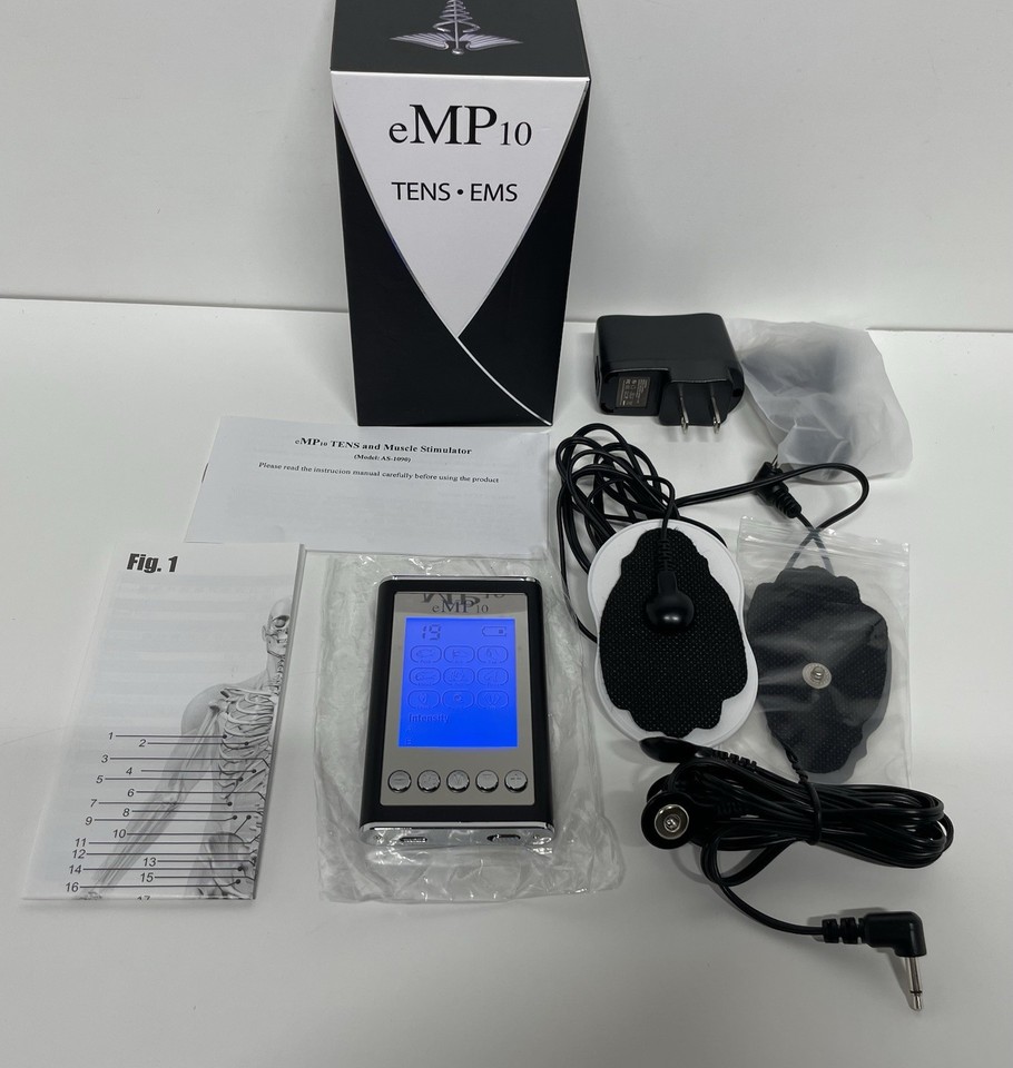 eMP10 Tens EMS Portable Wired Massager Machine w/Pads & Charger-TESTED ...
